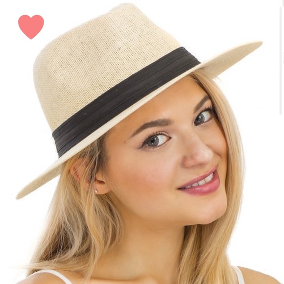 Accessories | Adjustable Panama Fedora Straw Flat Brim Hat | Poshmark
